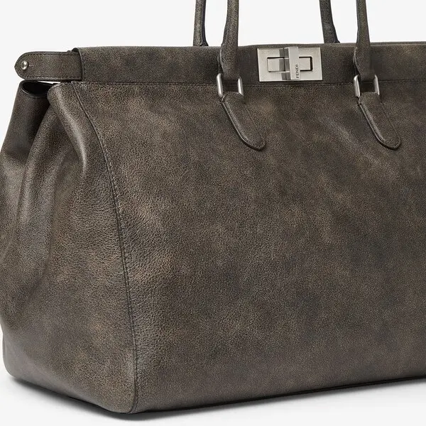 Fendi Peekaboo Tote Large Black Vintage-effect Leather Bag